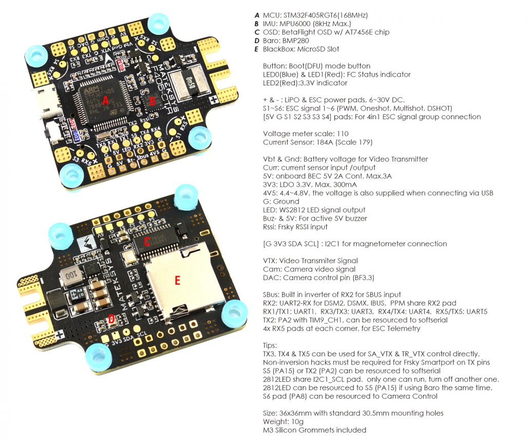 (EOL)Flight Controller F405-CTR – MATEKSYS