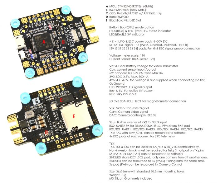(EOL)Flight Controller F405-CTR – Matek Systems