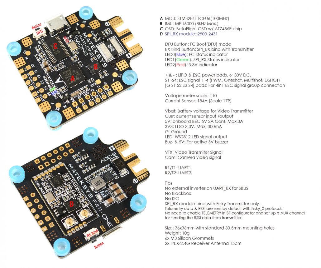 (EOL)Flight Controller F411-ONE – MATEKSYS