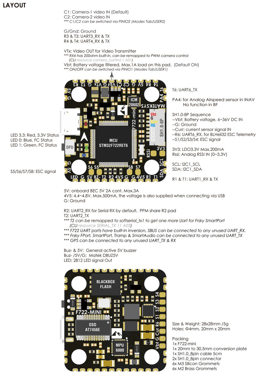 (EOL)Flight Controller F722-mini – MATEKSYS